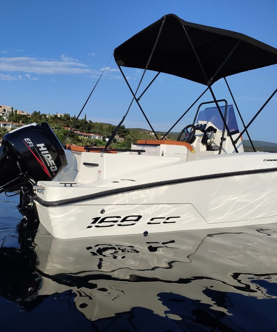 From Karavostasi: Voyager 30hp Boat Rental | Explore The Outside